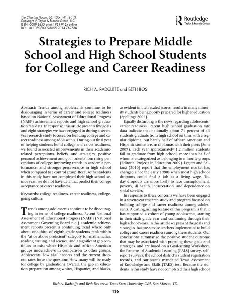Strategies for Student College Readiness | PDF | Mentorship | National ...