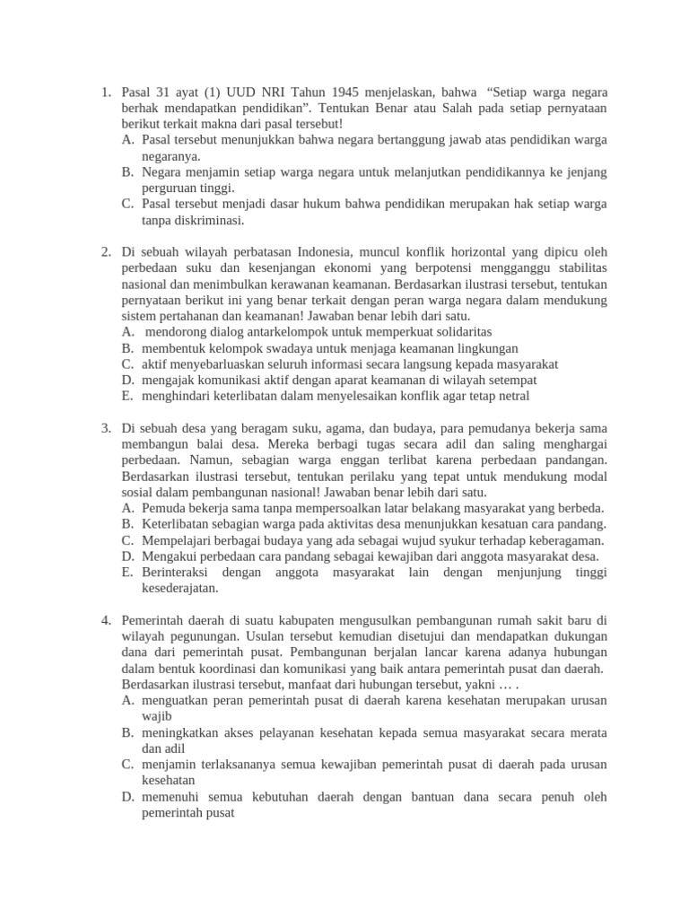 Soal Pend. Pancasila 2025 | PDF