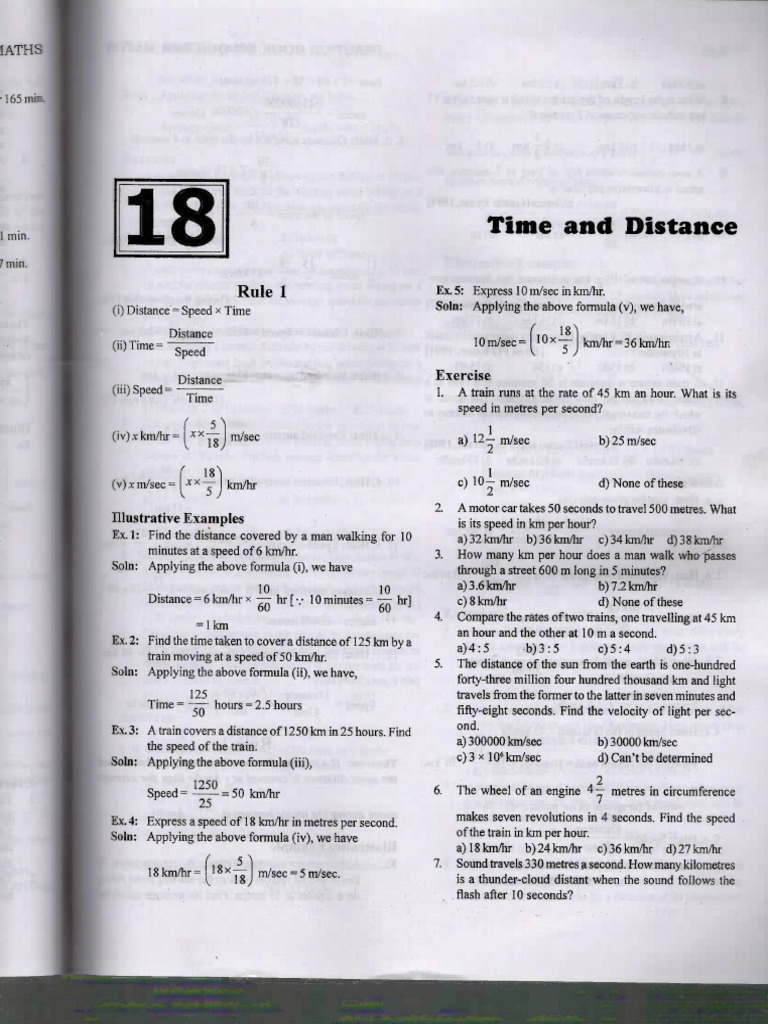 Time and Distance Formulas and Examples | PDF | Speed | Motion (Physics)