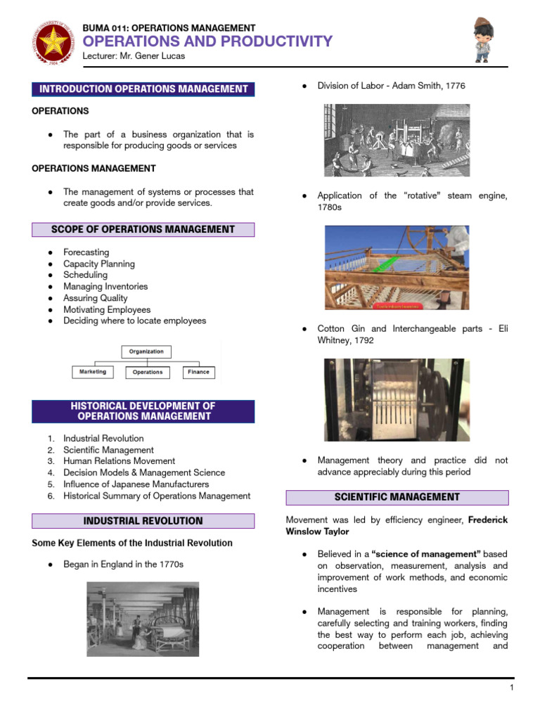 Operations Management Overview and History | PDF | Operations ...