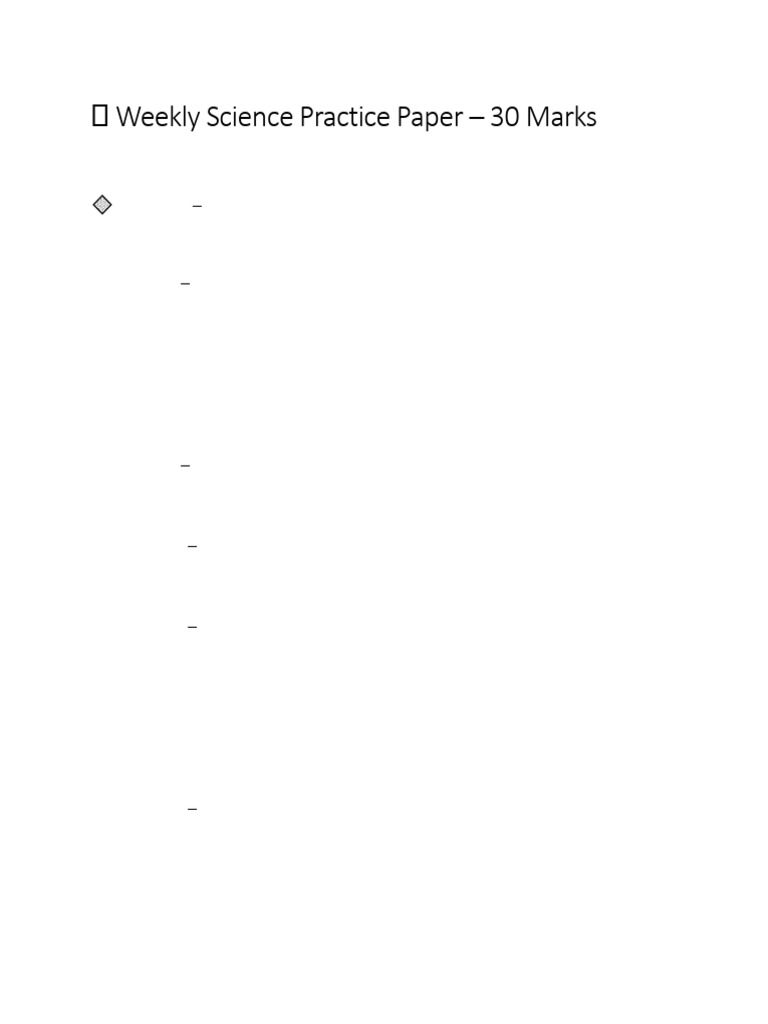 Weekly Science Practice Paper 30 Marks | PDF | Chemical Compounds ...