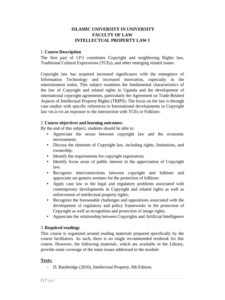 Copyright Law and Intellectual Property | PDF | Intellectual Property ...
