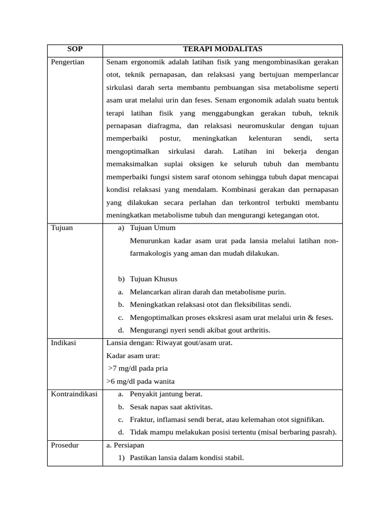 Senam Ergonomik untuk Turunkan Asam Urat | PDF