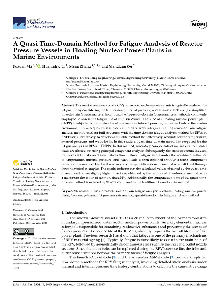 A Quasi Time-Domain Method for Fatigue Analysis of Reactor Pressure ...