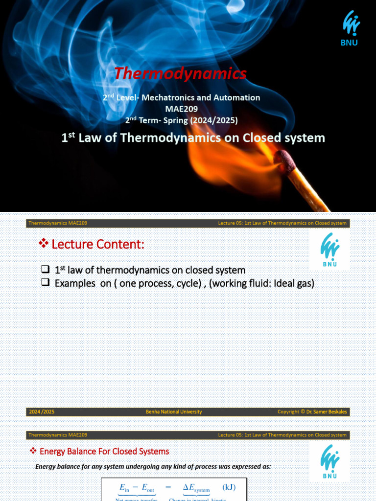Lecture 05 1st Law of Thermodynamics On Closed System | PDF ...
