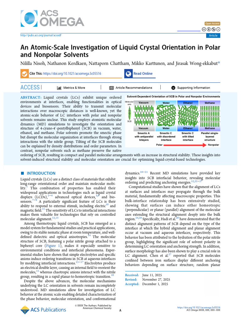 An Atomic Scale Investigation of Liquid Crystal Orientation in Polar ...