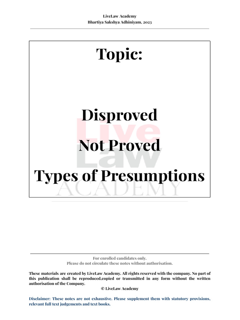 Disproved Not Proved Types of Presumptions | PDF | Political Law ...
