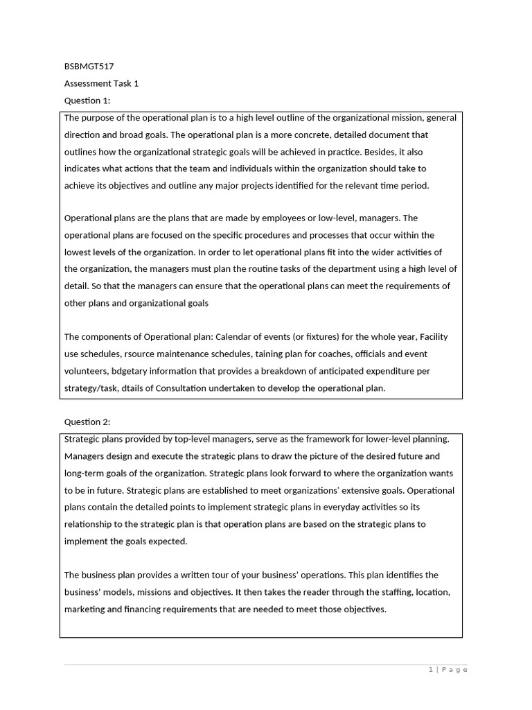 Bsbmgt517 As | PDF | Strategic Planning | Risk
