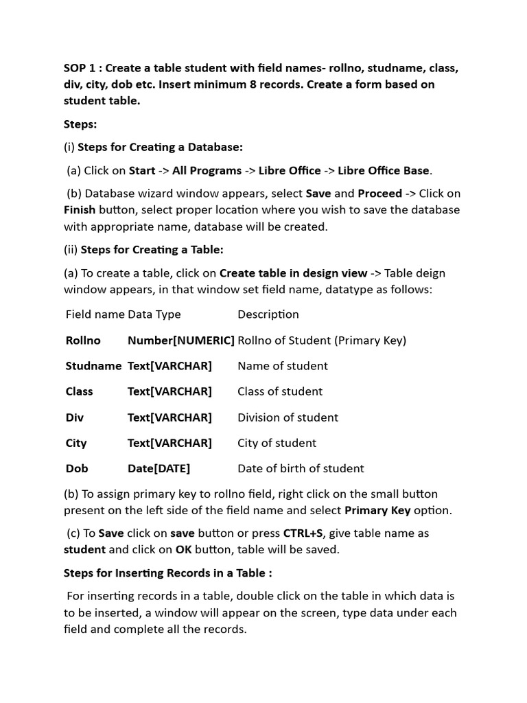 Database -Table and Form | PDF