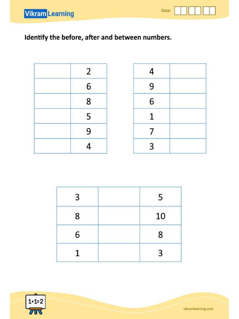Before After Numbers - 10 Pages | PDF