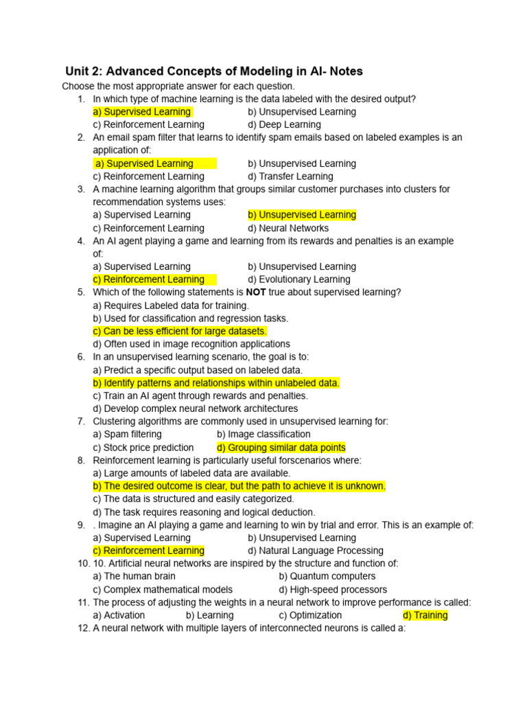Advanced AI Modeling Concepts Notes | PDF | Machine Learning ...