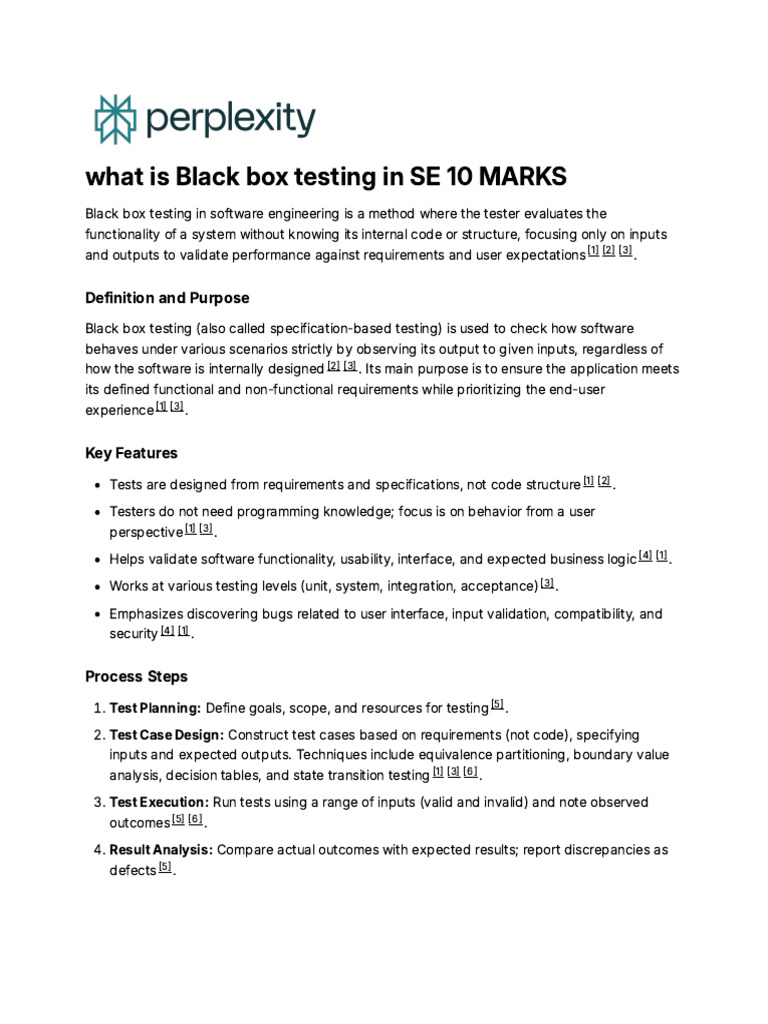 What Is Black Box Testing in SE 10 MARKS | PDF | Software Testing ...