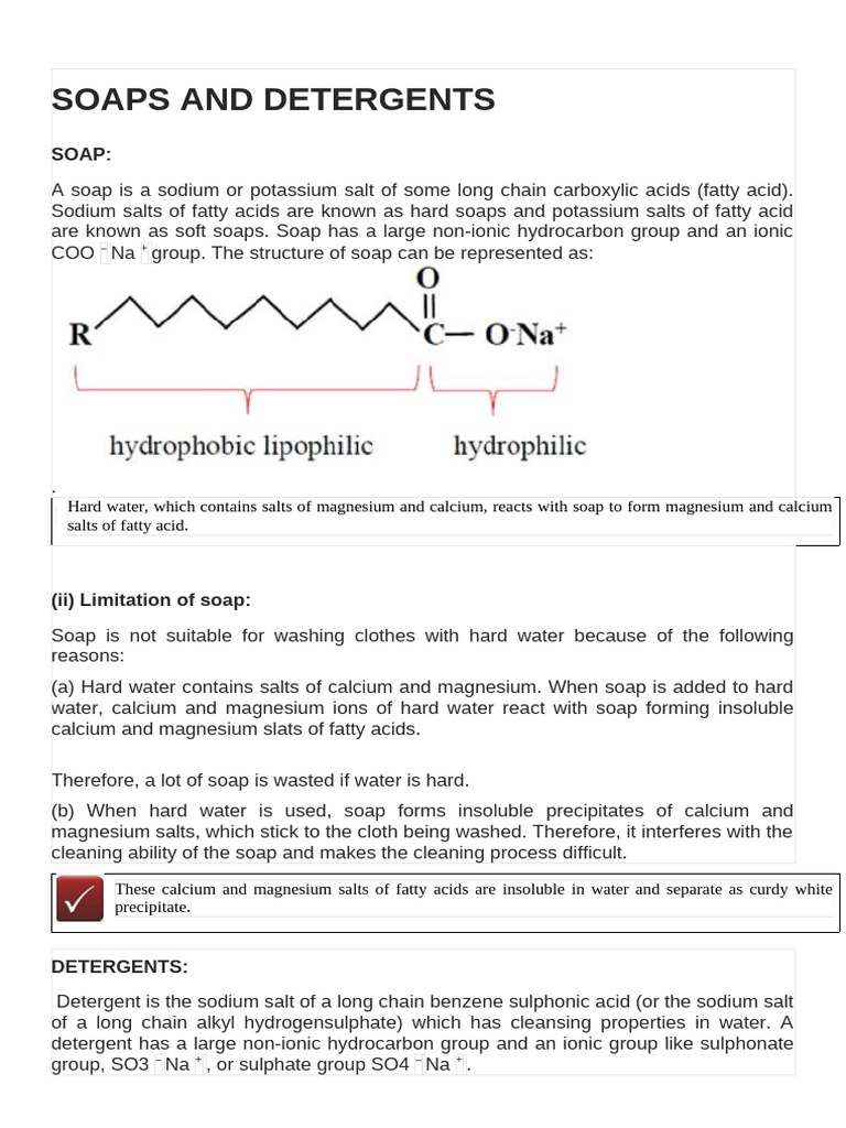 SOAPS AND DETERGENTS | PDF | Detergent | Salt (Chemistry)