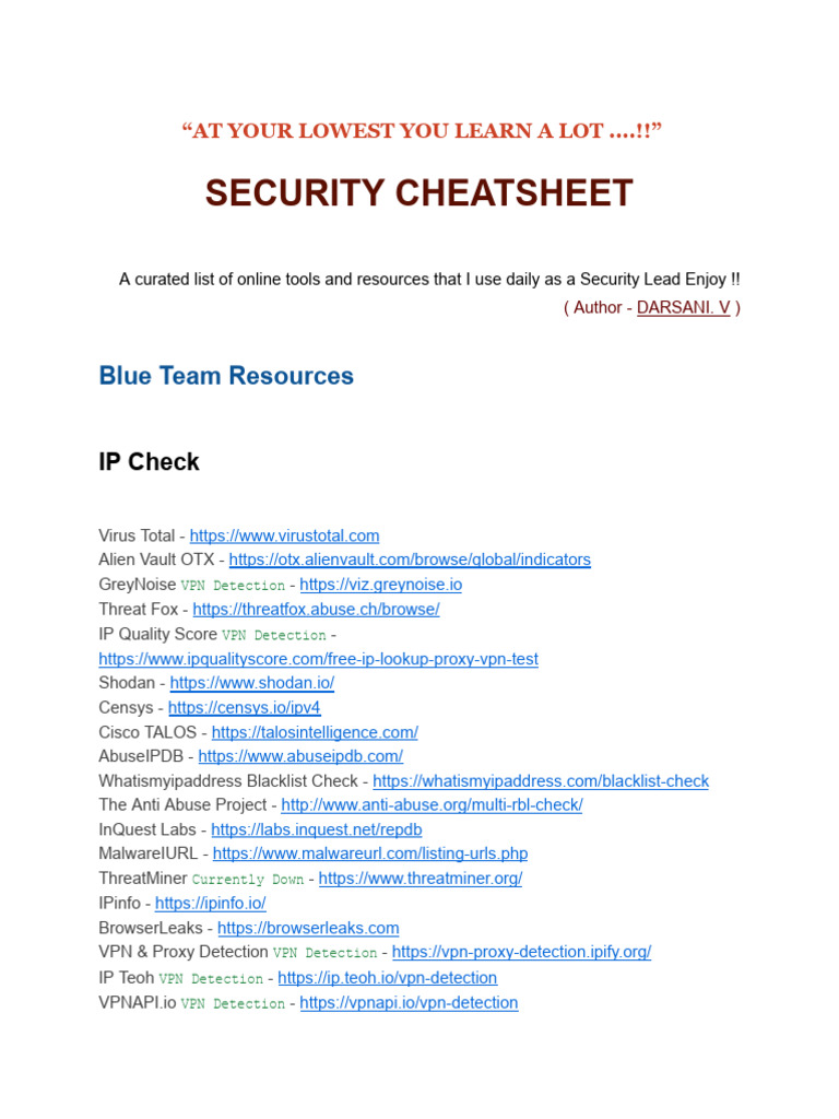 Essential Security Tools Cheat Sheet | PDF | Security | Computer Security