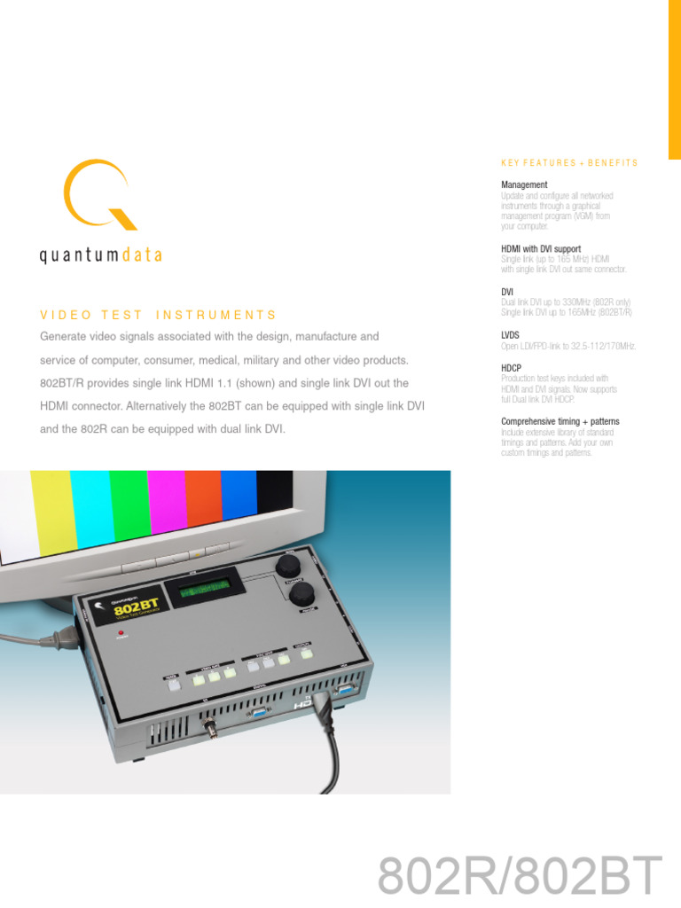 Video Test Instruments Features & Benefits | PDF | Hdmi | Computer ...
