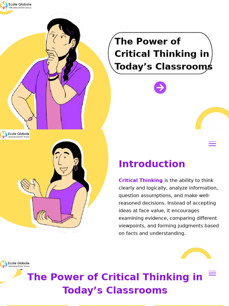 The Power of Critical Thinking in Today’s Classrooms | PDF