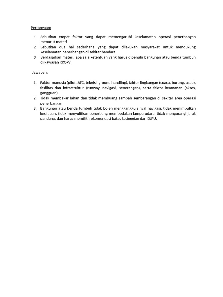Faktor Keselamatan Penerbangan dan KKOP | PDF