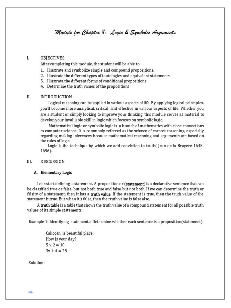 Module For Chapter 8 - Logic & Arguments | PDF | Logic | If And Only If