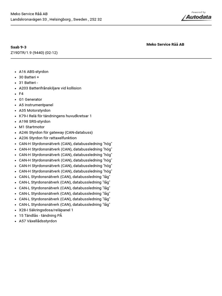 Laddningsystem SABB 93 20TID | PDF