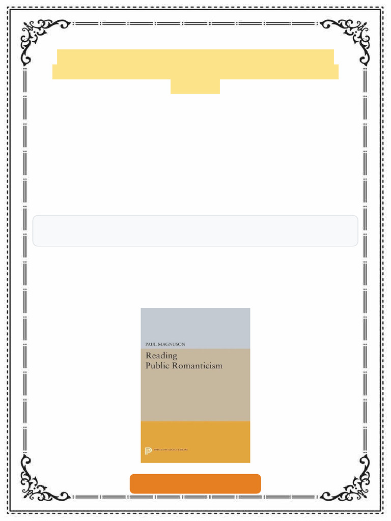Reading Public Romanticism Paul Magnuson ebook long edition | PDF ...