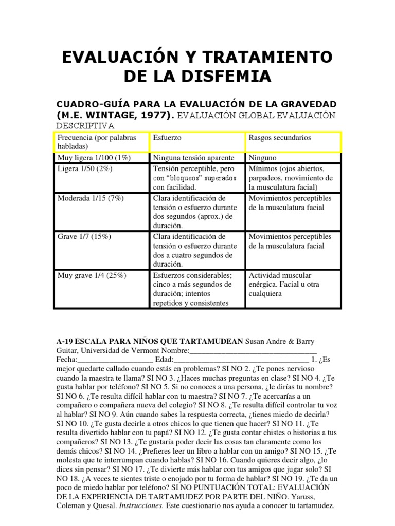 EVALUACIÓN Y TRATAMIENTO DE LA DISFEMIA | Tartamudeo | Comportamiento