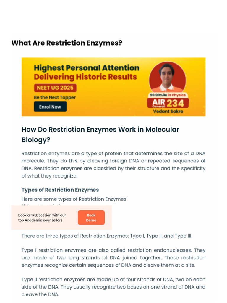 What Are Restriction Enzymes | PDF