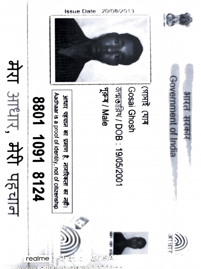 Aadhaar Identity Proof Document | PDF