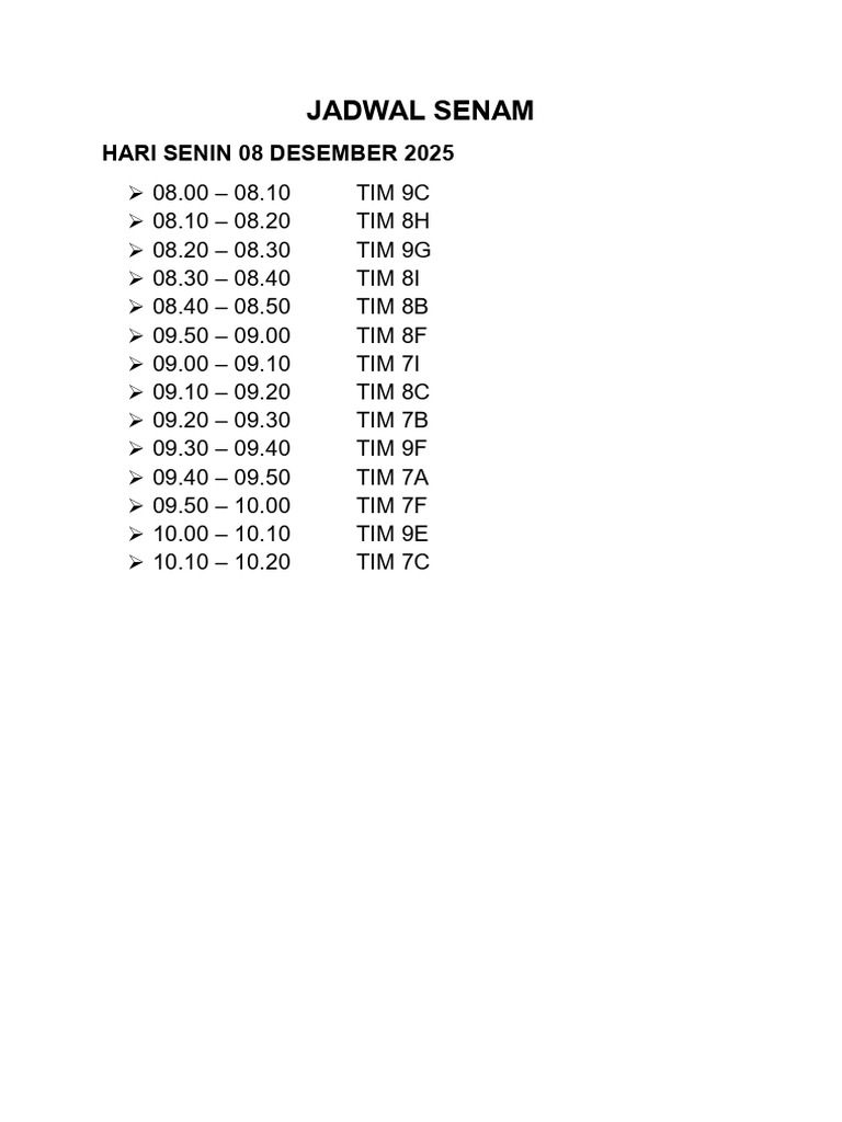 Jadwal Senam | PDF