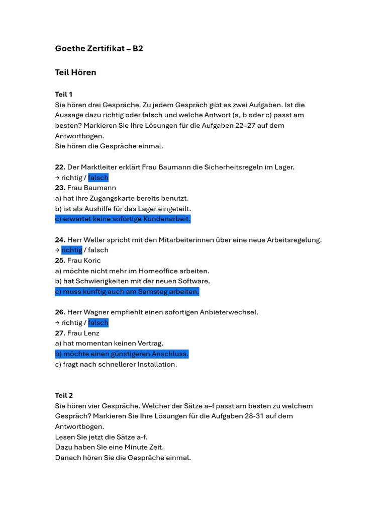 Teil Hören-B2 Übung | PDF