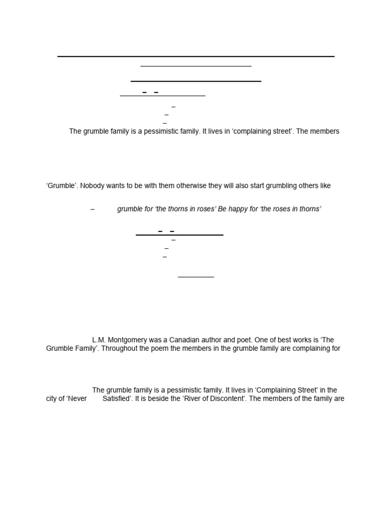 Understanding "The Grumble Family" Poem | PDF