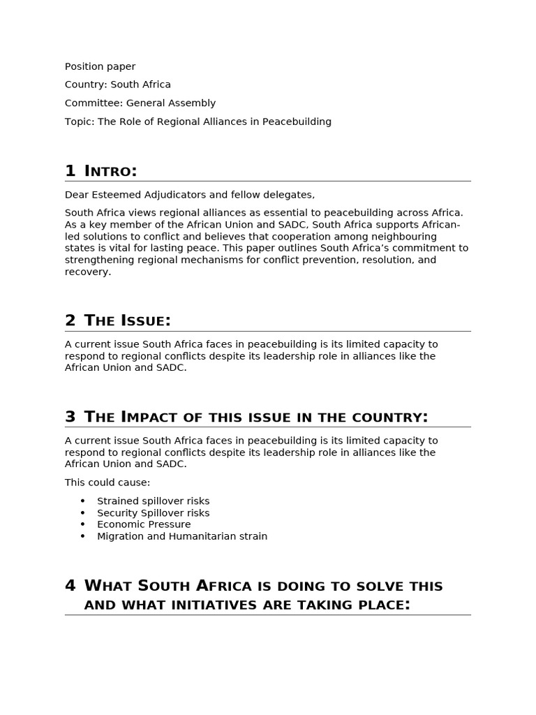 South Africa's Role in Regional Peacebuilding | PDF | Peacebuilding ...