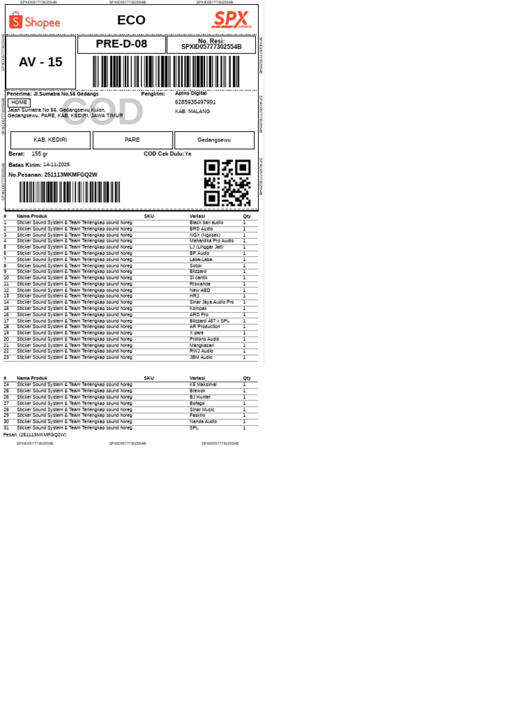 Contoh Label Shopee | PDF