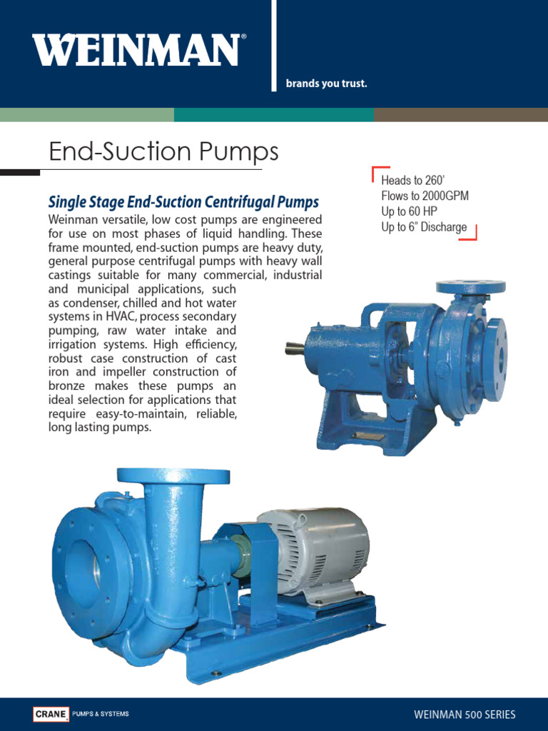 Weinman 500 Series End-Suction Pumps | PDF | Pump | Machines