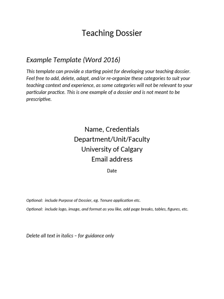 Teaching Dossier Template Guide | PDF | Course Evaluation | Learning