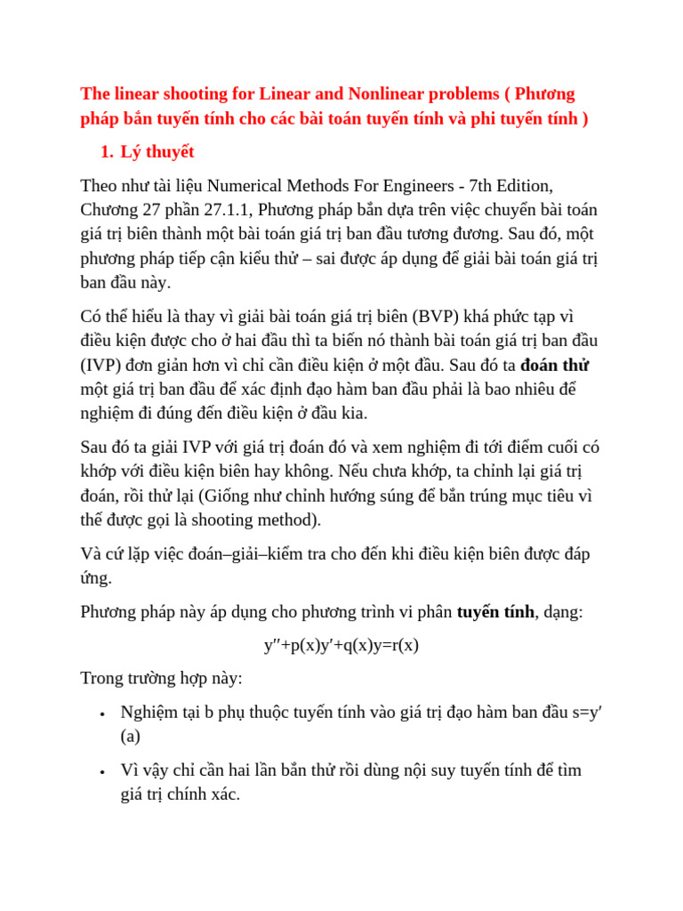 The linear shooting for Linear and Nonlinear problems(1) | PDF