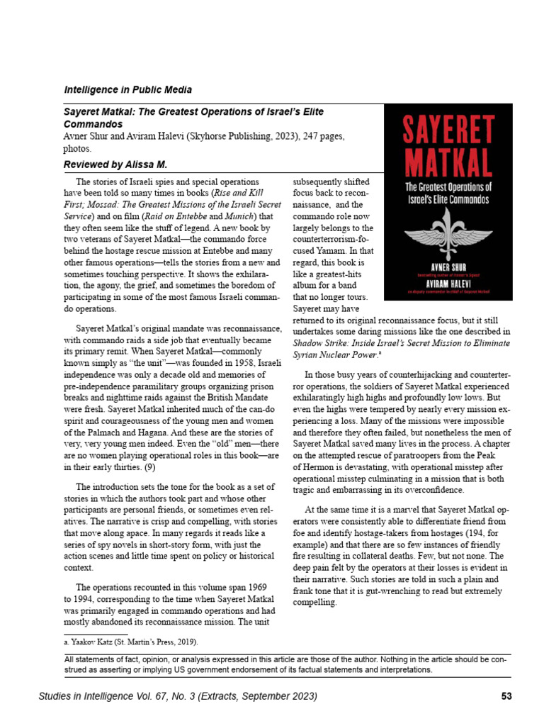 Sayeret Matkal: Israel's Elite Commando Stories | PDF | Military Of ...