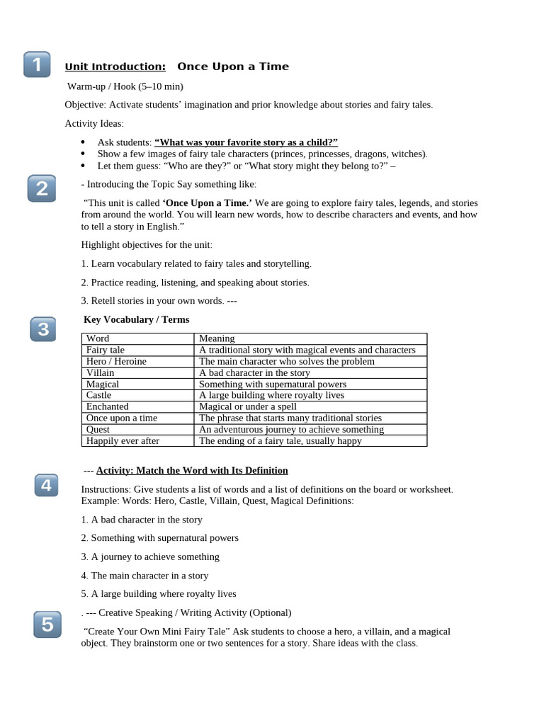Unit Introduction Once Upon A Time | PDF