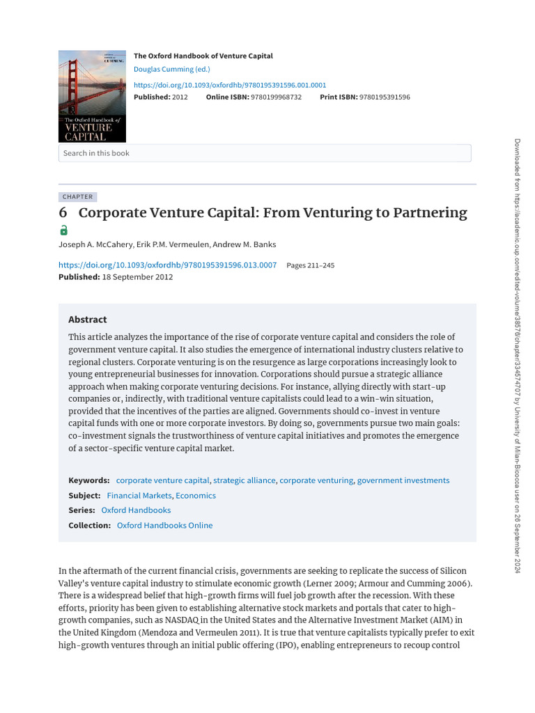 Corporate Venture Capital Insights | PDF | Venture Capital | Corporate ...