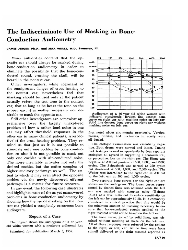 Risks of Masking in Bone-Conduction Audiometry | PDF | Ear | Audiology