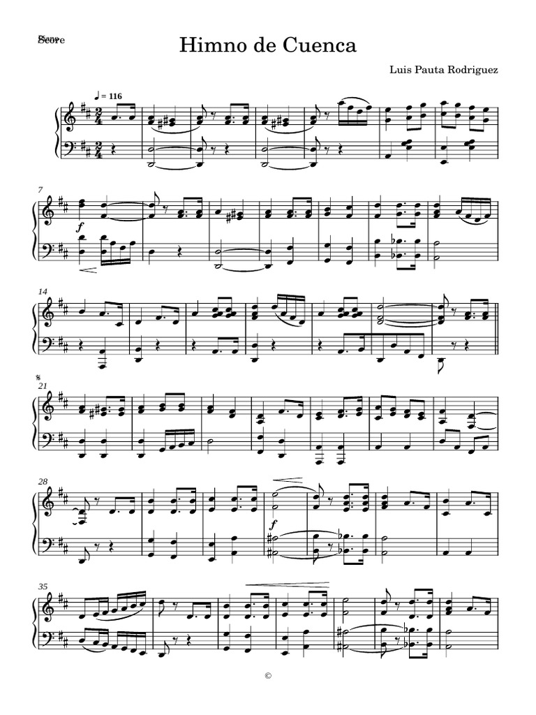 Himno de Cuenca Piano Score | PDF
