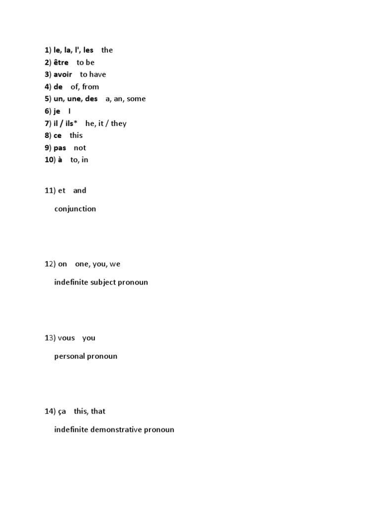 Essential French Vocabulary Guide | PDF