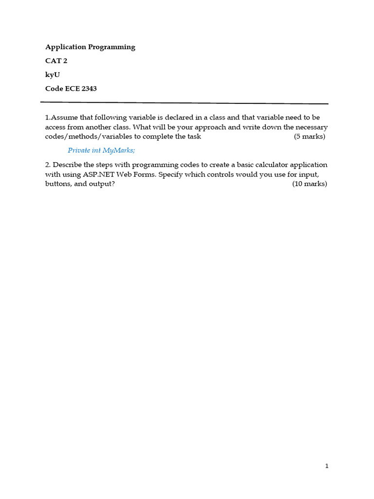 Application Programming CAT 2 | PDF
