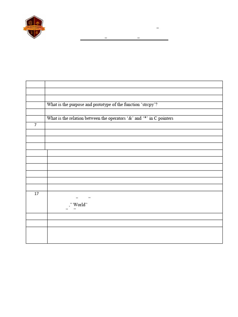 Cs25c01-Cpc - Model Exam QB | PDF | C (Programming Language) | Pointer ...
