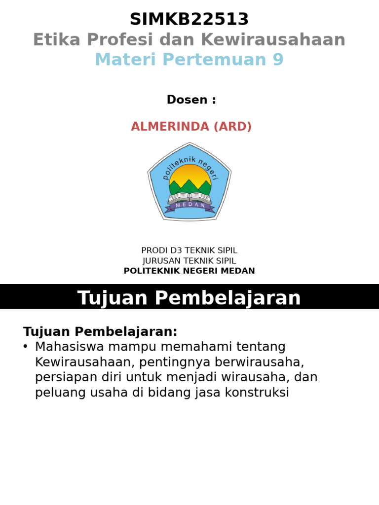 Minggu 9 - Pertemuan 9 - Kewirausahaan (3a Dan 3f) | PDF