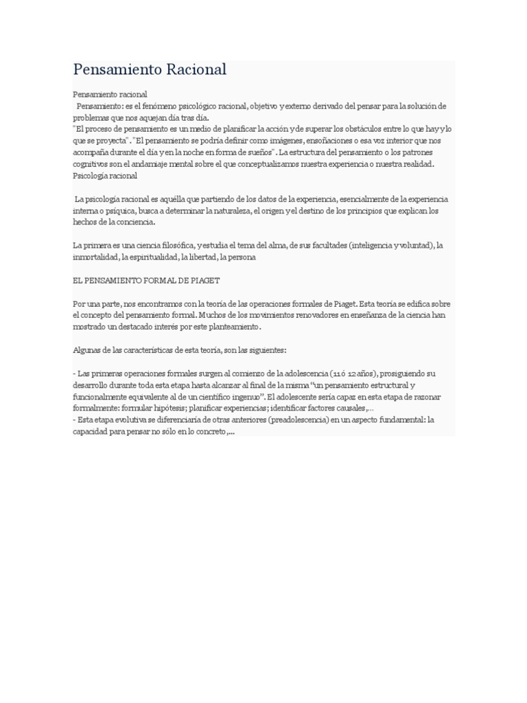 Definición y Tipos de Pensamiento Racional | PDF | Intuición | Creatividad