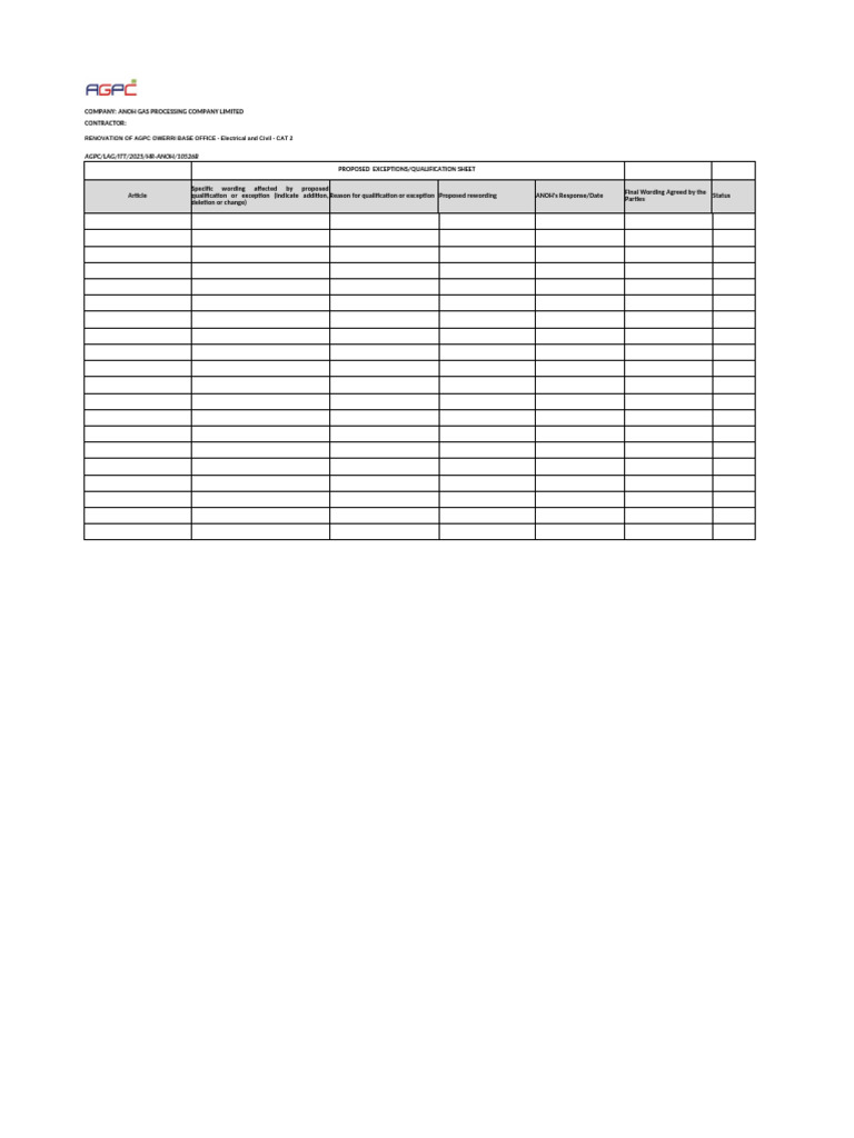 Qualification and Exception Table | PDF