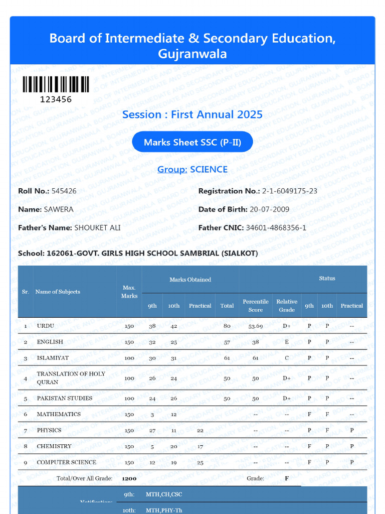 Result Card | PDF
