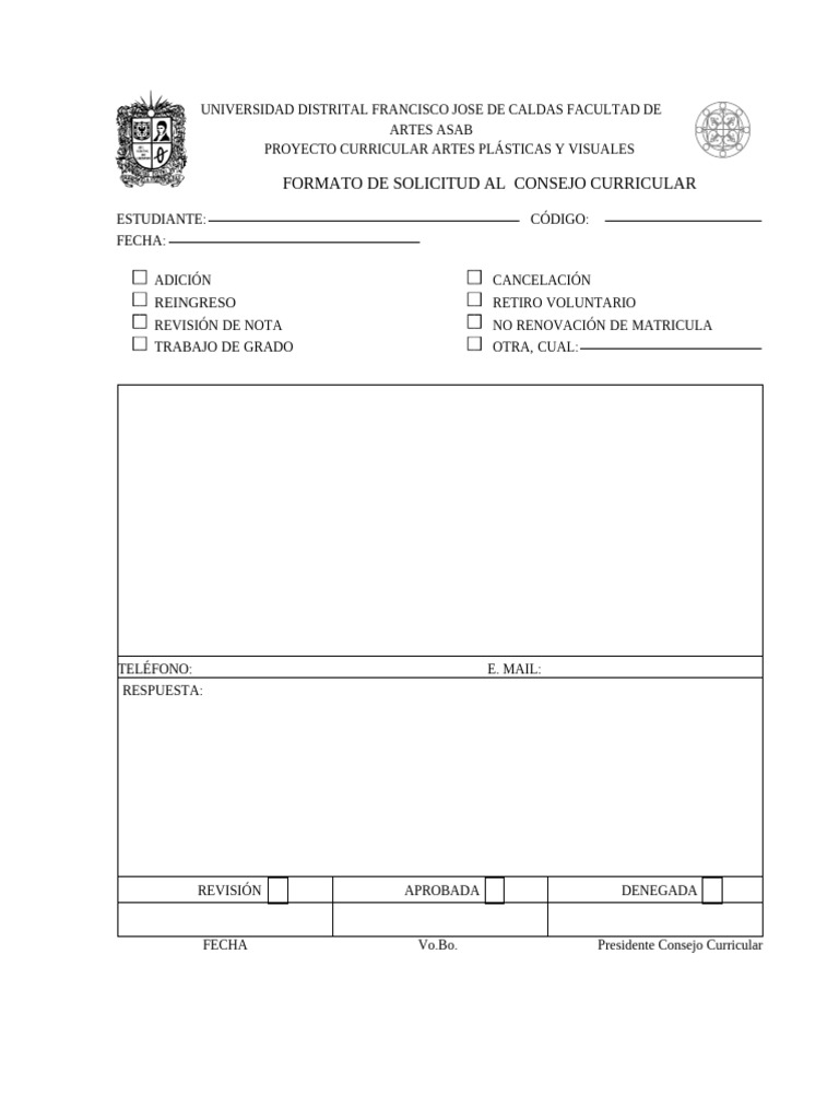 Formato de Solicitud Al Consejo Curricular | PDF
