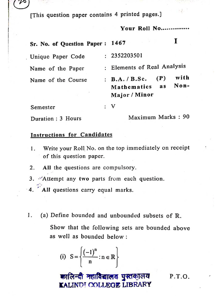 Real Analysis PYQs | PDF