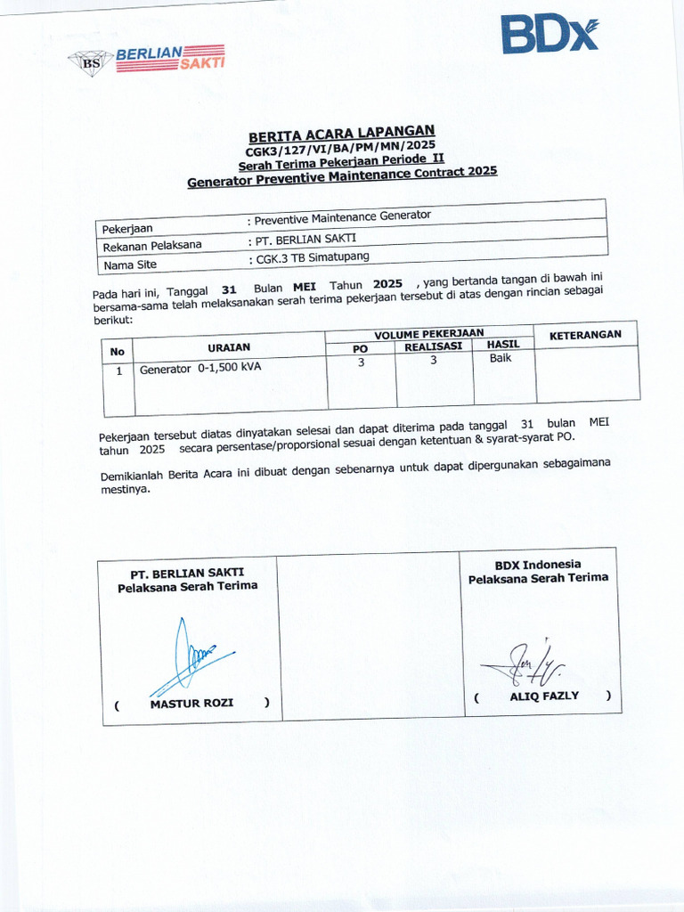 Balap SR Evident PM Generator 0 1,500 Kva q2 2025 Cgk3 | PDF